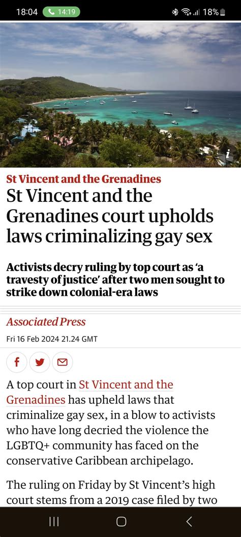 St Vincent And The Grenadines Court Upholds Laws Criminalizing Gay Sex