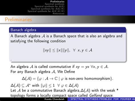 Spectral Synthesis Problem For Fourier Algebras Ppt