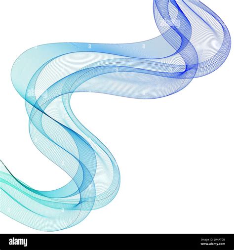 Blue Abstract Wave Curves Isolated On White Background Design Element Layout For Advertising