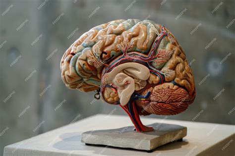 Anatomical Model Of Human Brain Showing Brain Stem And Cerebellum Premium Ai Generated Image