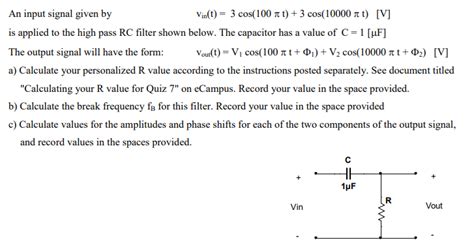Solved An Input Signal Given By Vint 3 Cos100 A T 3