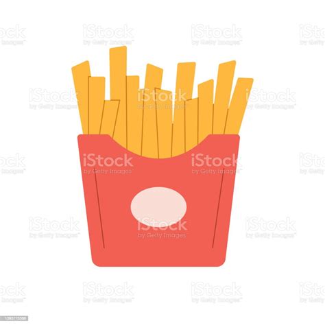 종이 포장에 포장 된 감자 튀김 튀긴 감자 스틱은 흰색 배경에 고립되어 있습니다 패스트 푸드 벡터 일러스트 만화 플랫 스타일