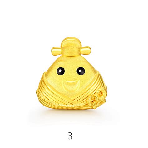 六桂福珠宝 萌趣端午粽子黄金转运珠 3d硬金999足金情侣手串手链 天猫 花瓣网