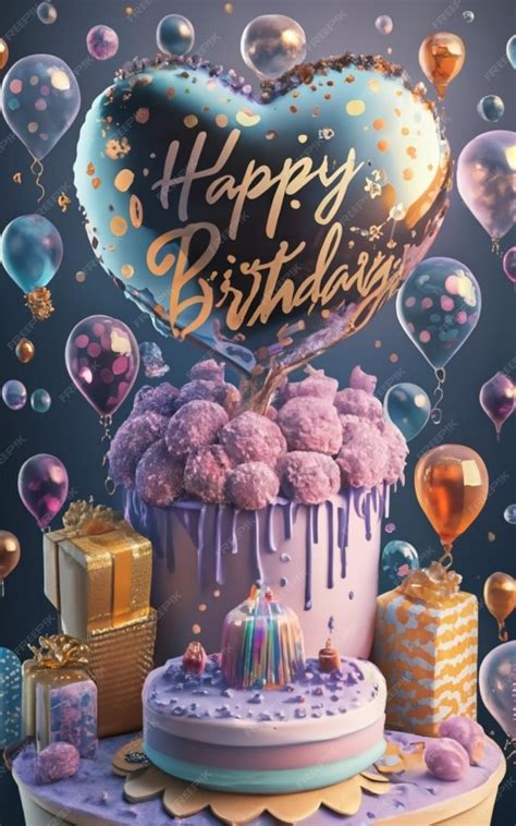 Счастливого дня рождения дизайн фона Премиум Фото