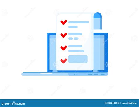 feedback business concept list and checkbox and marks on desktop compute red tick on monitor