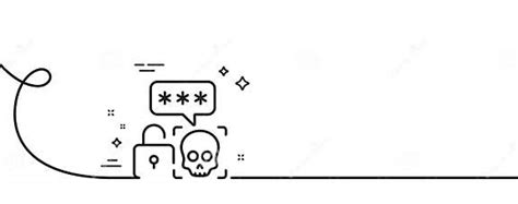Cyber Attack Line Icon Ransomware Threat Sign Continuous Line With Curl Vector Stock Vector