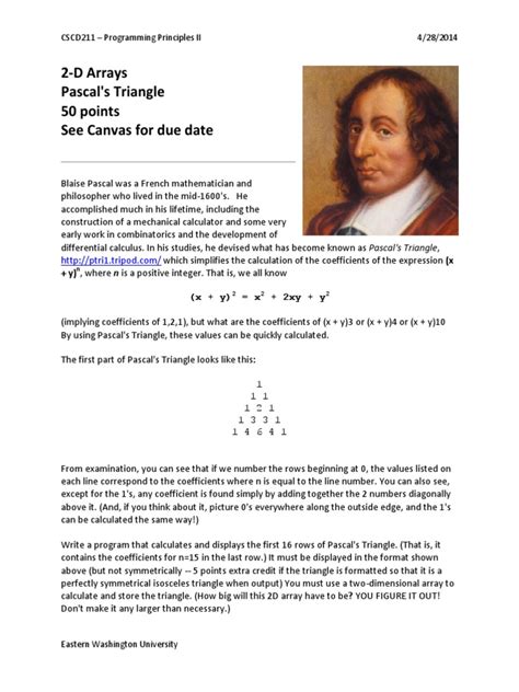 assignmentpascalstriangle pdf pdf mathematical objects