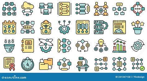 Workflow Icons Set Vector Flat Stock Vector Illustration Of Hierarchy Project
