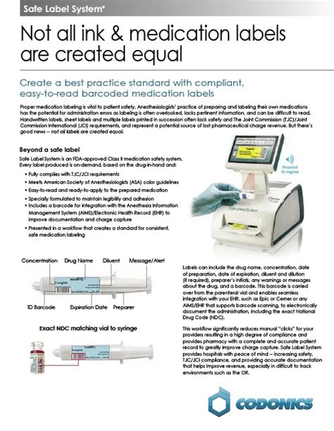 Ismp Guidelines Codonics Innovator Of The Safe Label System®