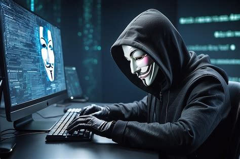 Premium Photo Futuristic Cyber Hacker Operating Under The Guise Of