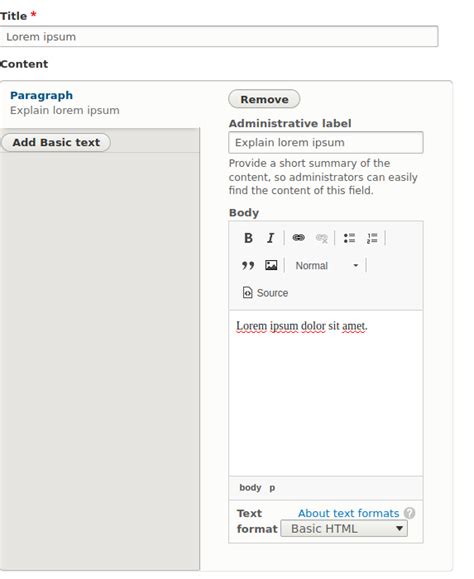 paragraphs tab widget