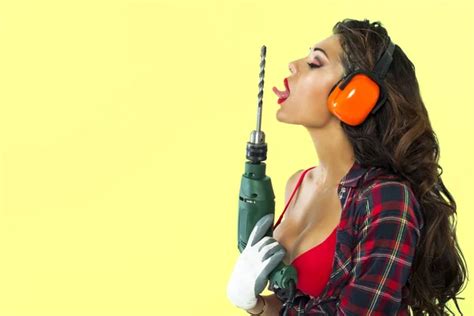 Sexy Girl With Drill Stock Photos Royalty Free Sexy Girl With Drill Images Depositphotos