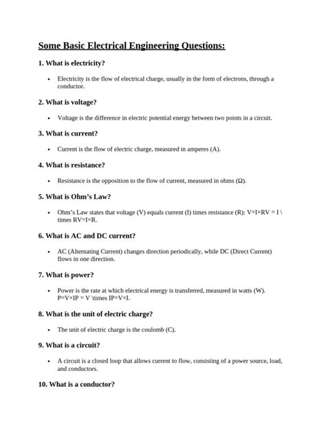 Essential Electrical Engineering Faqs Pdf Electric Current
