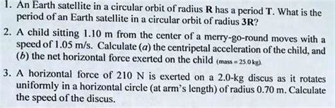 solved an earth satellite in a circular orbit of radius r has a period