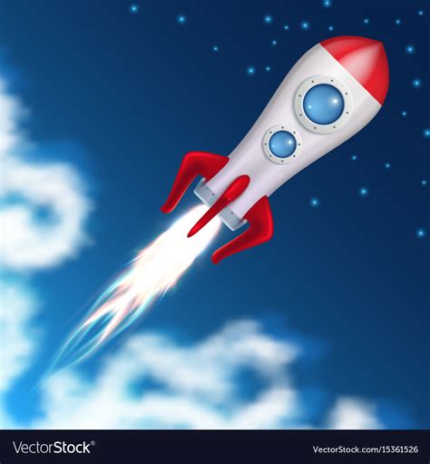 Space Rocket Take Off Science Spaceship Launch Vector Image
