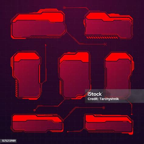 Éléments Hud Ou Ui Futuristes Rouges Zones De Texte De Linterface Utilisateur De Sciencefiction