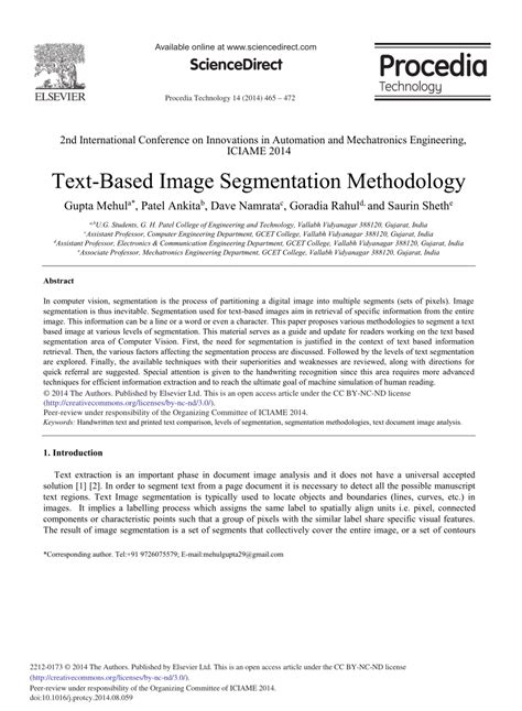 Pdf Text Based Image Segmentation Methodology