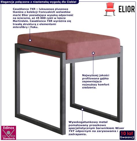 Metalowy Tapicerowany Taboret Do Toaletki Henry Edinospl