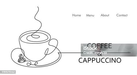 맛있는 커피 한 잔의 단일 연속 선 그리기입니다 손으로 그리기 라인 아트 디자인 벡터 일러스트 레이 션 카페 또는 상점 0명에 대한 스톡 벡터 아트 및 기타 이미지 Istock