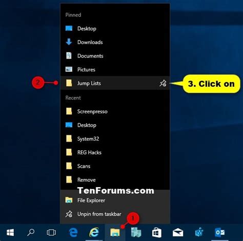 Pin Or Unpin Items On Jump Lists In Windows 10 Tutorials