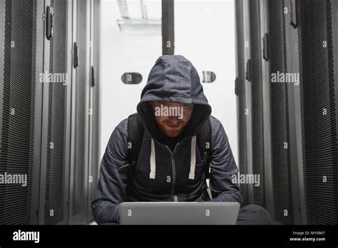 Angry Male Hacker Breaking Into System Stock Photo Alamy