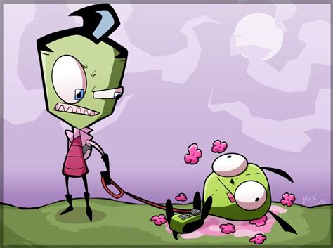Zim Taking Gir For A Walk Invader Zim Zim Gir Invader Zim Invader Zim Characters Cute Drawings