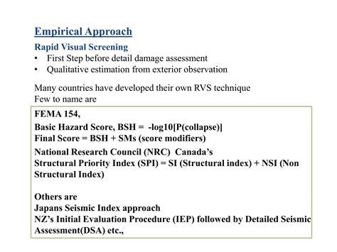 Seismic Vulnerability Assessment Methods Slidespptx