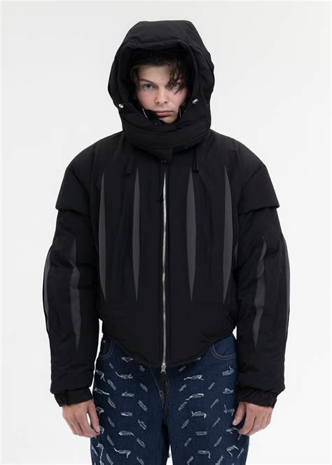 Black Slashed Double Puffer Jacket 017 Shop