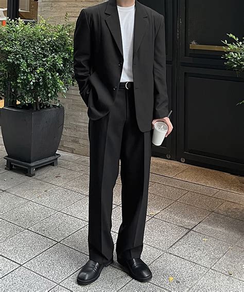 Set프리미엄 비젼 밴딩 오버핏 와이드 셋업 수트 캐주얼정장 세미정장 결혼식하객룩 에이블리