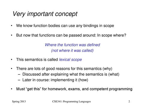 Cse341 Programming Languages Lecture 8 Lexical Scope And Function