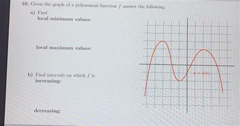 solved 10 given the graph of a polynomial functionſ answer