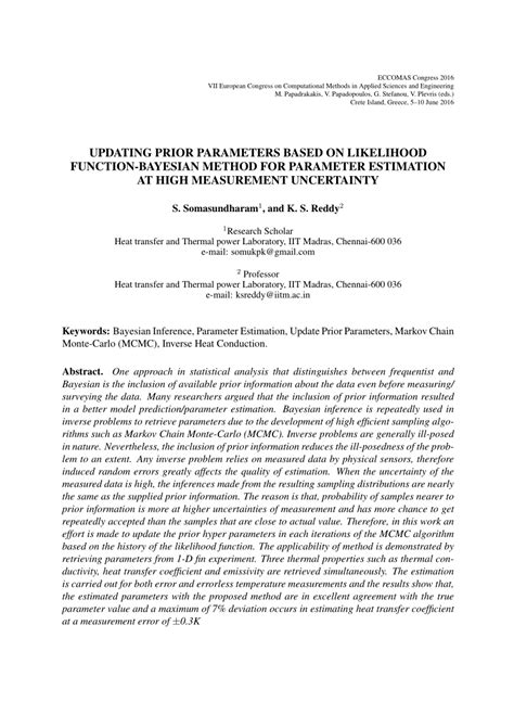 Pdf Updating Prior Parameters Based On Likelihood Function Bayesian