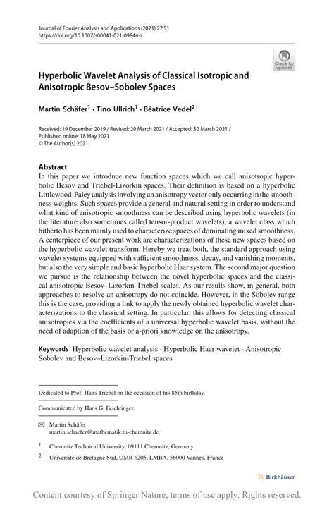 Pdf Hyperbolic Wavelet Analysis Of Classical Isotropic And