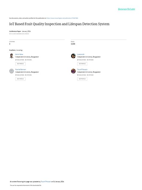 Iot Based Fruit Quality Inspection And Lifespan Detection System Pdf Sensitivity And
