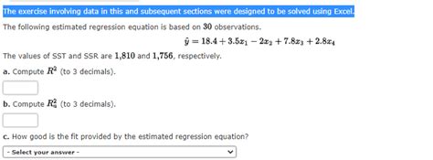 Solved The Exercise Involving Data In This And Subsequent