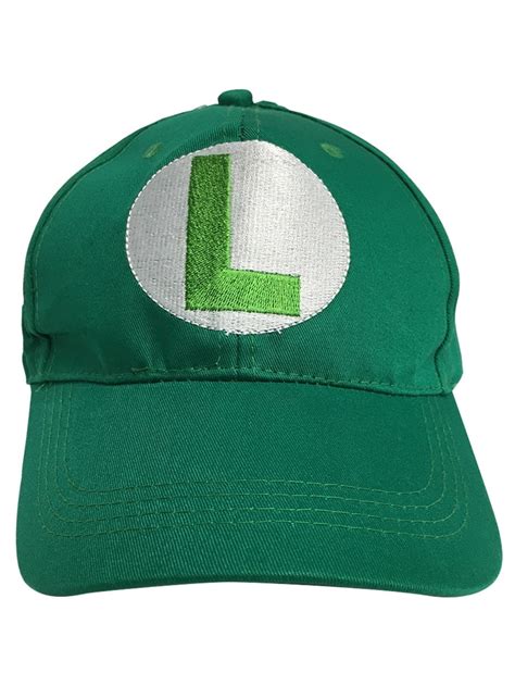 Luigi L Logo Green Baseball Cap Hat Super Mario Brothers Costume