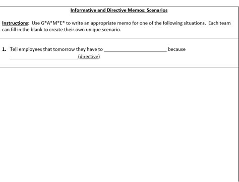 Solved Informative And Directive Memos Scenarios Chegg Com