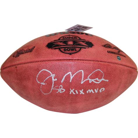 Joe Montana Signed Super Bowl Xix Logo Football Inscribed Sb Xix Mvp