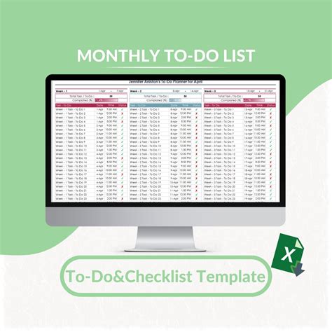 Monthly To Do Planner Excel Template Monthly Planner Spreadsheet Editable To Do Planner
