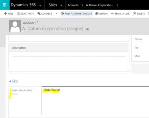 Dynamics HTML Web Resource Example Carl De Souza
