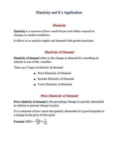 Notes Elasticity And Its Application Pdf Demand Price