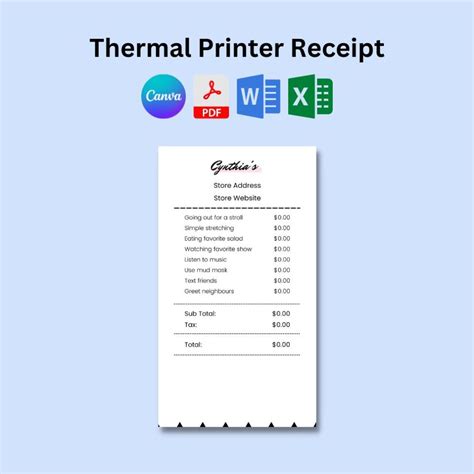Thermal Printer Receipt Template Blank Printable Pdf Word