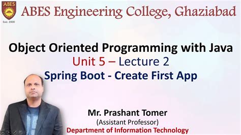 Lecture 2 Unit 5 Java Spring Boot Create First App Oops With Java Youtube