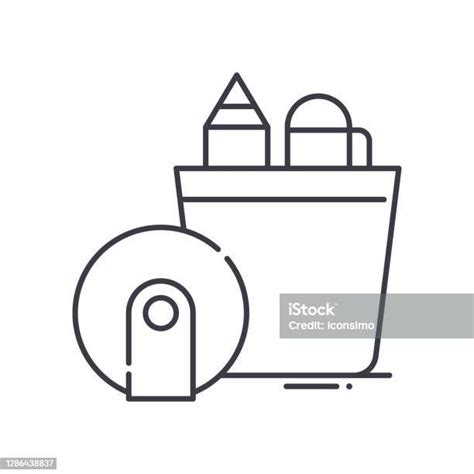 문구 이미지 아이콘 선형 격리 된 그림 얇은 선 벡터 웹 디자인 기호 흰색 배경에 편집 가능한 스트로크와 개요 개념 기호 가위에 대한 스톡 벡터 아트 및 기타 이미지