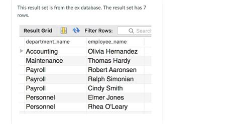 This Result Set Is From The Ex Database The Result