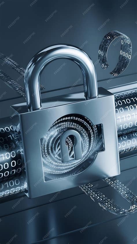 Cybersecurity And Data Privacy Protection Concept Lock Binary Digits Background Premium Ai