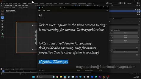 Lock To View Option Not Working For Camera Orthographic Blender