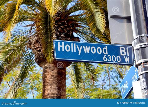 Hollywood Boulevard Street Sign Editorial Stock Image Image Of