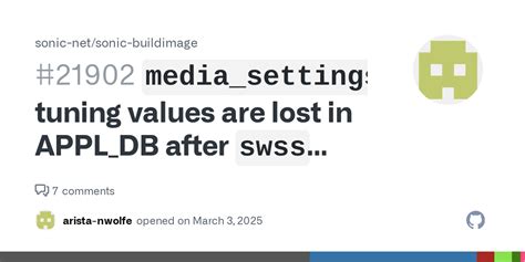 `mediasettingsjson` Tuning Values Are Lost In Appldb After `swss` Container Is Restarted