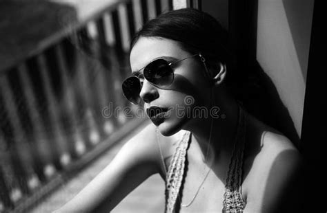 Sunglasses Vogue Fashion Sensual Model Girl With Makeup Young Woman